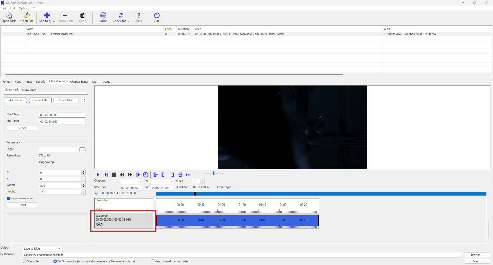 XMedia Recode - Add Watermark to Video